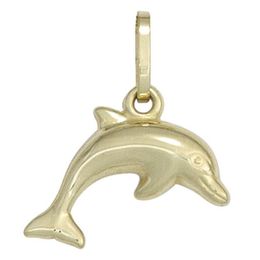 Schmuck Krone Perlenanhänger Anhänger Delphinchen aus 333 Gelbgold