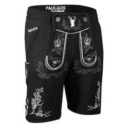 PAULGOS Trachtenhose Herren Jogginghose Design Lederhose Kurz Sweathose Bermuda Shorts JOK3