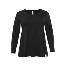 sheego Große Größen: Langarmshirt in Ripp-Qualität, schwarz, Gr.52/54