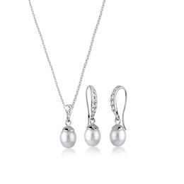 Elli Schmuckset Elegant Perle Kristalle 925 Silber, silberfarben