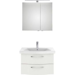 Saphir Badmöbel-Set 6005 Sprint 2-teilig, Keramik-Waschtisch mit LED-Spiegelschrank, (2-St), Waschplatz 82 cm breit, inkl. Türdämpfer, 2 Türen, 2 Schubladen, weiß