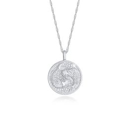 Elli Kette mit Anhänger Sternzeichen Fisch Zodiac Astro Münze 925 Silber, silberfarben