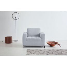 OTTO products Sessel Grazzo, hochwertige Stoffe aus recyceltem Material, Steppung im Sitzbereich, silberfarben