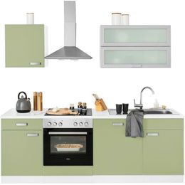 Wiho-Küchen wiho Küchen Küchenzeile Husum, ohne E-Geräte, Breite 220 cm, grün|weiß
