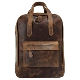 BAGAN Laptoprucksack, echt Leder, braun