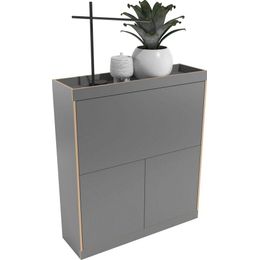 Müllermöbel Müller SMALL LIVING Sekretär FLAI Home-Office kompakt, drei Rückwände: Melamin, magnetisch oder mit 6mm dickem Bulletin Board, grau