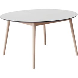 Hammel Furniture Esstisch Meza by Hammel, Ø135(231) cm, runde Tischplatte aus MDF/Laminat, Massivholzgestell, weiß