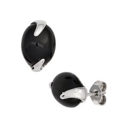 Jobo Paar Ohrstecker, 925 Silber mit Onyx, silberfarben