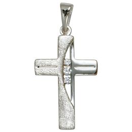 Jobo Kreuzanhänger Anhänger Kreuz, 925 Silber mit Zirkonia, silberfarben