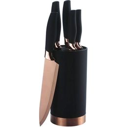 King Messer-Set QUISIN (Set, 6-tlg), 5 Küchenmesser, 1 Messerblock, mit Titan beschichtete Messerklingen, schwarz