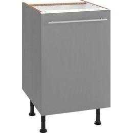 Optifit Unterschrank Bern 50 cm breit, mit 1 Tür mit höhenverstellbaren Füßen, mit Metallgriff, grau