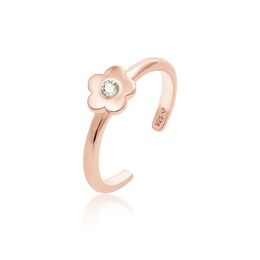 Elli Fingerring Kinder Blume Kristall 925 Silber, goldfarben