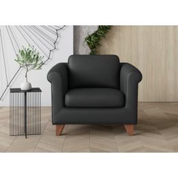 Machalke® Sessel amadeo, Ledersessel mit geschwungenen Armlehnen, schwarz
