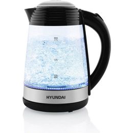 Hyundai Wasserkocher VK180, 1,7 l, 2200 W, Licht- und Tonalarme, LED, automatische Abschaltung,Wasserstandanzeige, schwarz|silberfarben