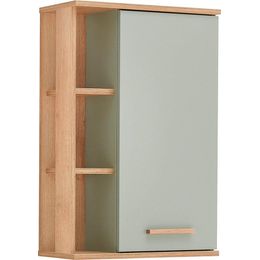 Saphir Hängeschrank Quickset Badschrank 50,5 cm breit mit 1 Tür und 2 Glas-Einlegeböden Badezimmer-Hängeschrank inkl. Türdämpfer, Holzgriffe, grün