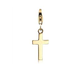 NENALINA Charm-Einhänger Kreuz Symbol Anhänger Kommunion 925 Silber, goldfarben