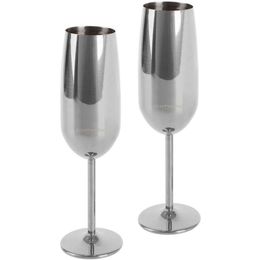 ECHTWERK Champagnerglas, Edelstahl, Sektglas, Sektkelch, Champagnerkelch, bruchsicher, 250 ml, silberfarben