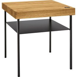 Birkenstock Nachttisch Iona, mit Massivholz-Tischplatte & Metall-Ablage, braun