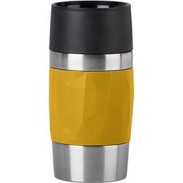 Emsa Thermobecher Travel Mug Compact, Edelstahl, Kunststoff, Silikon, 0,3L, Edelstahl, 3h warm/6h kalt, 360°Trinköffnung, spülmaschinenfest, gelb