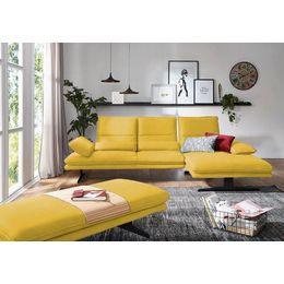 W.Schillig Ecksofa broadway, Sitztiefenverstellung, Kopfteil- & Seitenteilverstellung, Breite 291cm, gelb