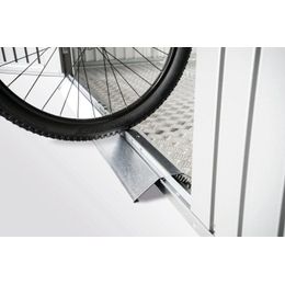 BioHort Fahrradrampe, Bodenschwellen-Rampe für Gerätehaus HighLine, grau|silberfarben