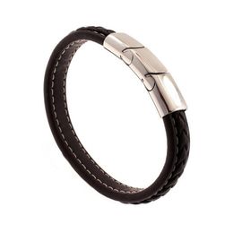 Jobo Armband, aus Leder mit Edelstahl 22 cm, schwarz