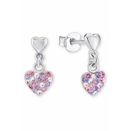 Prinzessin Lillifee Paar Ohrhänger Herzen, 2036429, mit Preciosa Crystal, lila|rosa|silberfarben|weiß