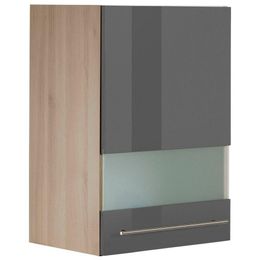 Optifit Glashängeschrank Bern Breite 50 cm, Front mit Milchglas-Einsatz, mit Metallgriff, grau