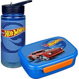 Scooli Lunchbox Hot Wheels, Kunststoff, (Set, 2-tlg), Brotzeitdose & Trinkflasche, blau