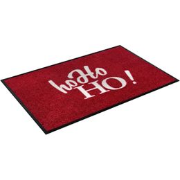 Fußmatte ho Ho HO!, wash+dry by Kleen-Tex, rechteckig, Höhe: 7 mm, Schmutzfangmatte, mit Spruch, rutschhemmend, waschbar, rot