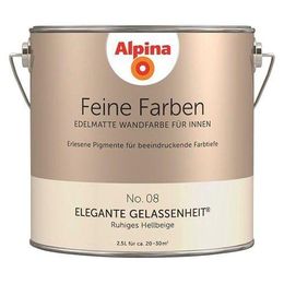 Alpina Wand- und Deckenfarbe Feine Farben No. 08 Elegante Gelassenheit®, Ruhiges Hellbeige, edelmatt, 2,5 Liter, beige