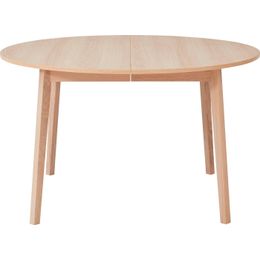 Hammel Furniture Esstisch Basic Single, ausziehbar, inklusive 2 Einlegeplatten, Ø130/228 cm, Melamin / Massivholz, stabiler dänische Design Tisch, beige