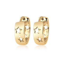 Elli Paar Creolen Creolen Sterne Astro Trend 925 Silber, goldfarben