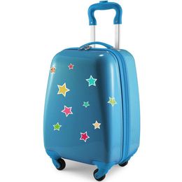 Hauptstadtkoffer Kinderkoffer For Kids, Sterne, 4 Rollen, mit wasserbeständigen, reflektierenden Sterne-Stickern, blau