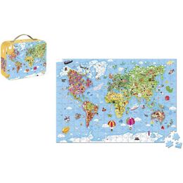Janod Puzzle Weltkarte, 300 Puzzleteile, FSC®- schützt Wald - weltweit, bunt