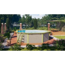 Karibu Achteckpool Modell 2X (Set), BxLxH: 469,5x469,5x121,1cm, grau