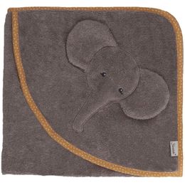 Sterntaler® Kapuzenhandtuch Motiv-Kapuzenbadetuch Elefant Eddy, 80x80cm, Frottee (1-St), nachhaltig aus Bio-Baumwolle, grau