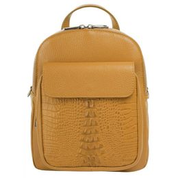 CLUTY Cityrucksack, echt Leder, Made in Italy, gelb