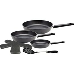 ELO Pfannen-Set New Wave, Aluminium (Set, 6-tlg., 1x Bratpfanne Ø 16 cm, 1x Bratpfanne Ø 26 cm, 1x Bratpfanne Ø 28 cm), Induktion, schwarz