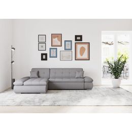 DOMO collection Ecksofa Moric Schlafsofa B/T/H 300/172/80 cm, viele Bezugsarten, auch in Cord, XXL-Format, wahlweise auch mit Bettfunktion und Armverstellung, grau