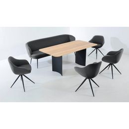 K+w Komfort & Wohnen K+W Komfort & Wohnen Essgruppe ZOOM, abgerundete Essgruppe mit Solobank, 4 Sesseln und 1 Tisch, schwarz