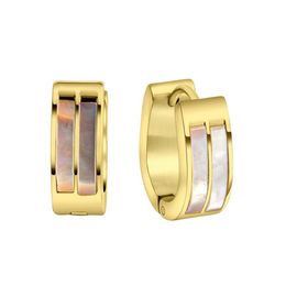 Firetti Paar Creolen Schmuck Geschenk, Oval, mit Perlmutt, gelb|goldfarben|weiß