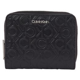 Calvin Klein Geldbörse CK MUST WALLET W/FLAP MD-EMB MN, mit Allover-Logoprägung, schwarz