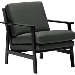 Lovi Sessel Pepper, Gestell schwarz aus massiver Buche im Retro Style, grau
