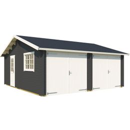 Lasita Maja Garage Falkland (Set, Für 2 Fahrzeuge geeignet), Garage + 2 Holztoren, grau|schwarz