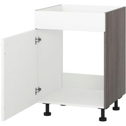 Kochstation Spülenunterschrank KS-Trea SPBL50 Breite 50 cm, Höhe 75 cm, grau|weiß