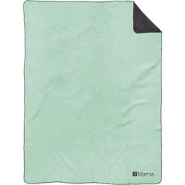 Wohndecke Katrin, Biberna, wohlig warme Doubleface Decke mit Häkeleinfassung, grün