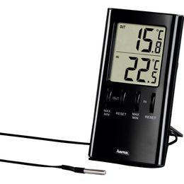 Hama LCD-Thermometer "T-350", Schwarz Mit Außenfühler Wetterstation, schwarz