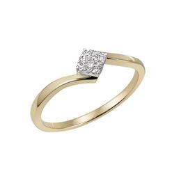 Goldmaid Fingerring, 585/- Bicolor 9 Brillanten 0,13 ct. P1 weiß, goldfarben