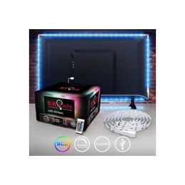 B.K.LICHT LED-Streifen, LED TV Hintergrundbeleuchtung Backlight 2m USB RGB selbstklebend, weiß